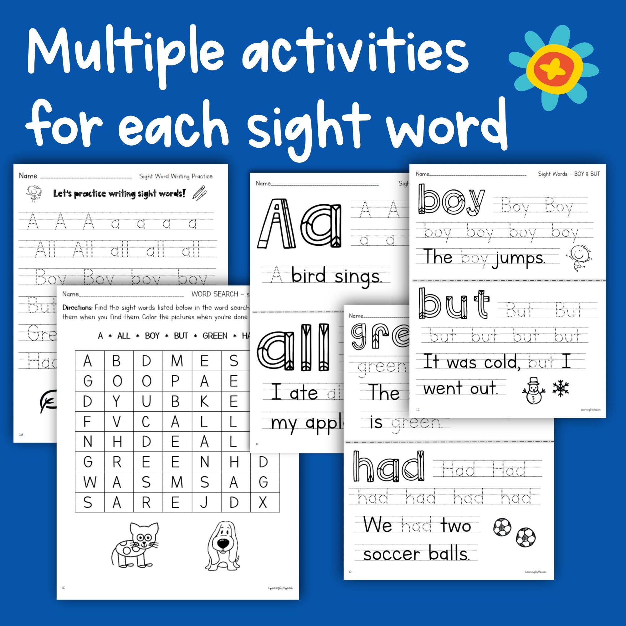 120 Sight Word Worksheets Kindergarten & First Grade Sight Word ...