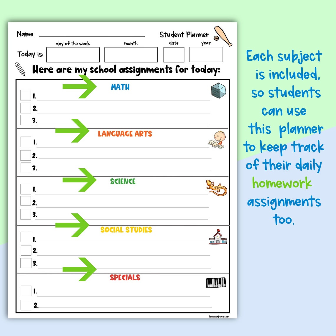 Boy's Themed Printable Elementary Student Planner - Homeschool Student ...