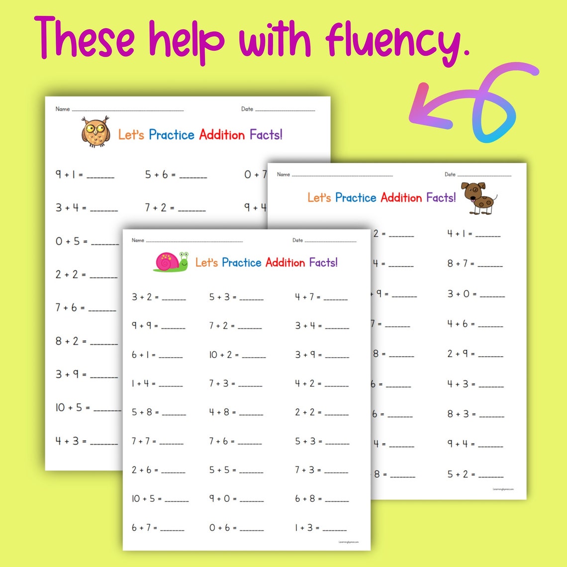 Addition Facts Printable Worksheets - Practice Math Fluency ...