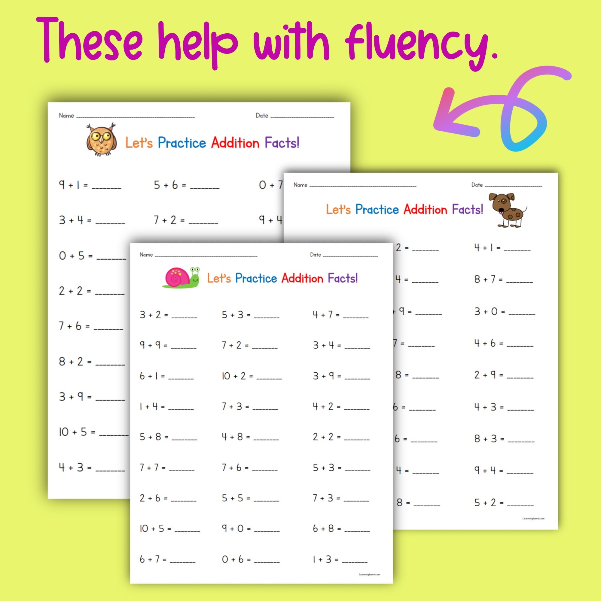 Addition Facts Printable Worksheets - Practice Math Fluency ...