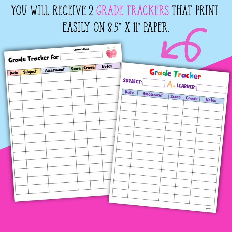Printable Assessment Tracker - Student Grade Sheets - Homeschool Grade ...