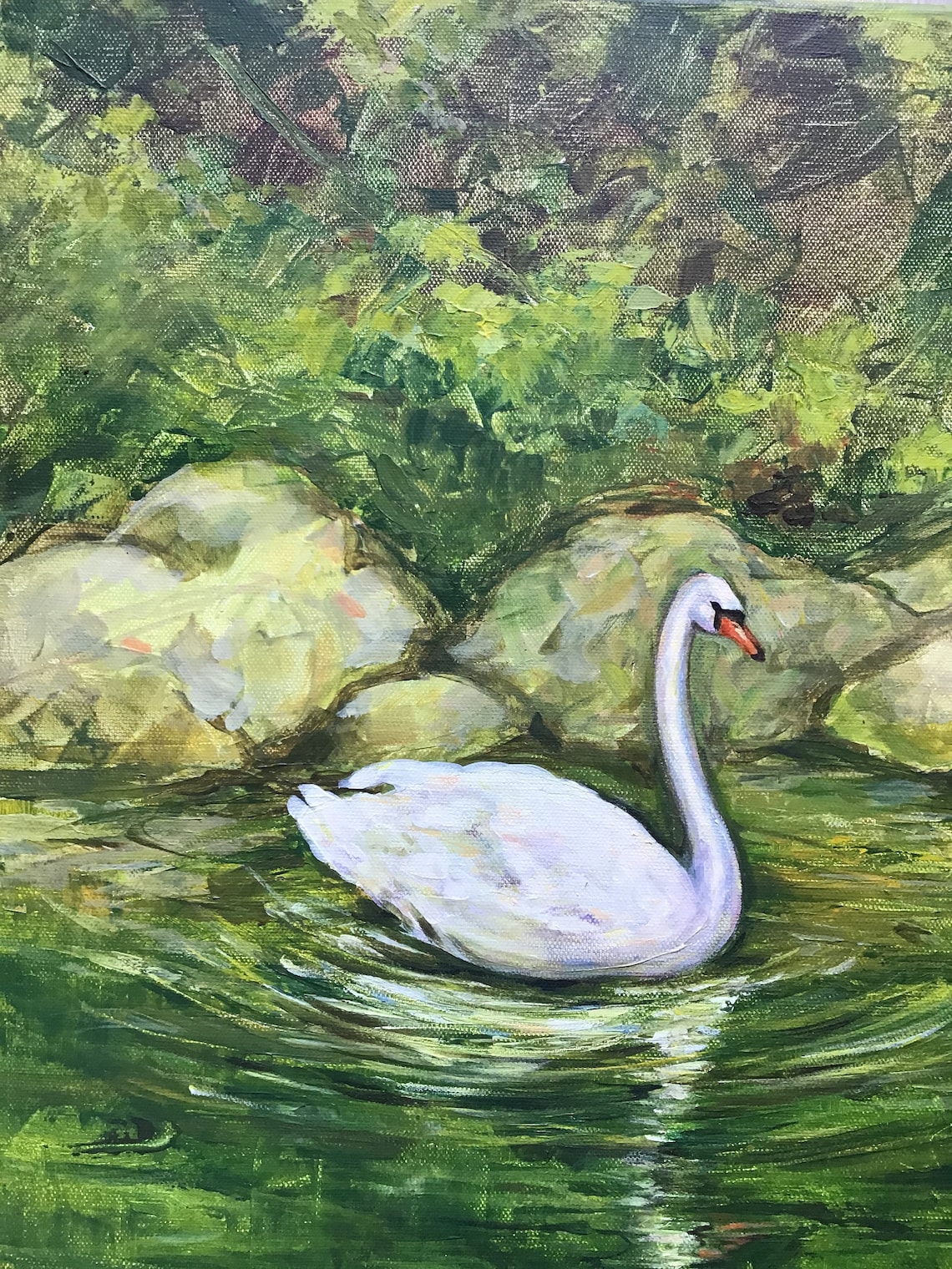 Swan Wall Art Oil Painting Art Modern Contemporary Art - Etsy