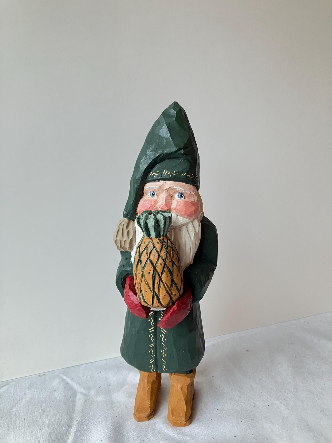 Green Old World Santa With Pineapple. Hand Crafted Welcoming Santa ...
