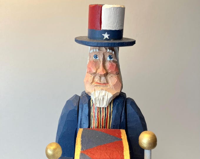 Patriotic Uncle Sam Drummer Figurine. Hand Carved. Folk Art by ...