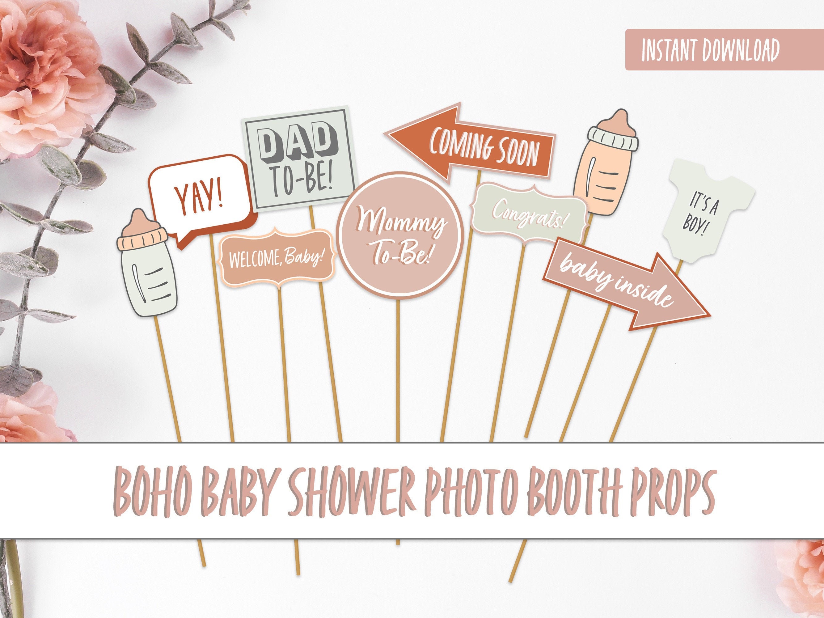 Boho Shower Photo Booth Props | the Perfect Baby Shower Activity for ...