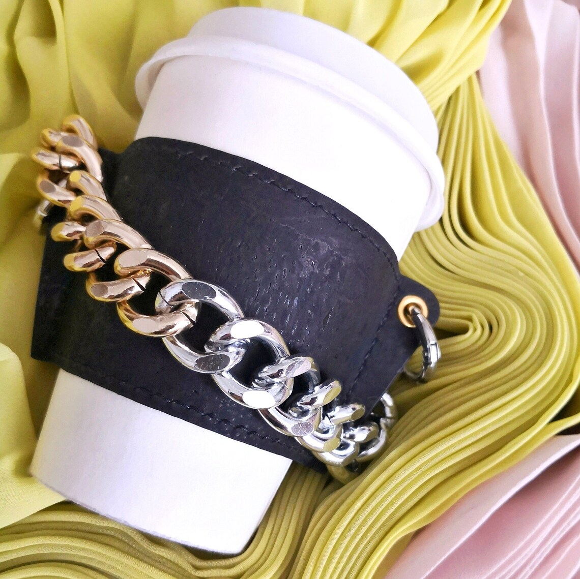 CORK Reusable Cupholder & Chain Handmade Coffee Cup Holder - Etsy UK