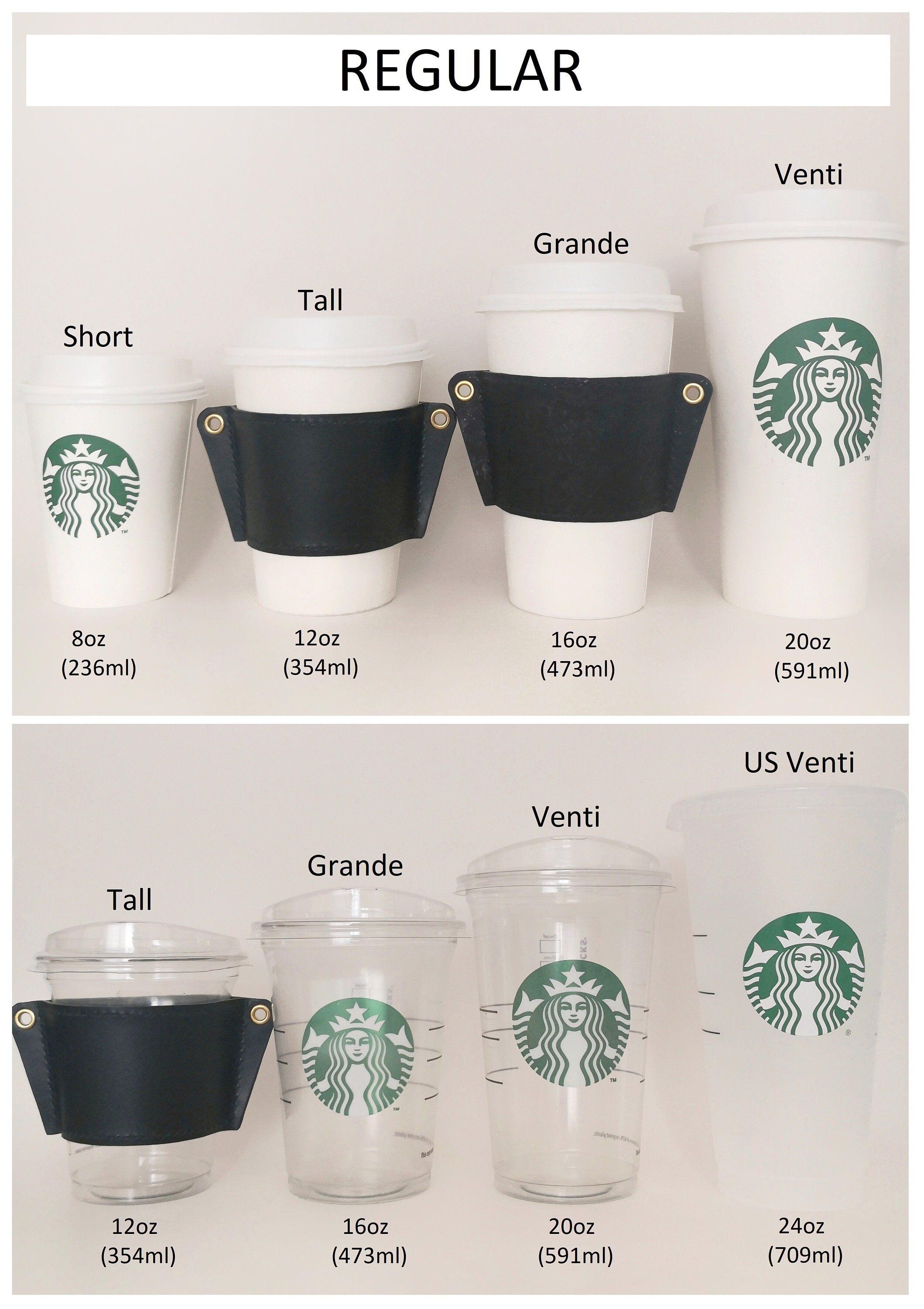 LEATHER Reusable Cupholder & Chain Handmade Coffee Cup | Etsy