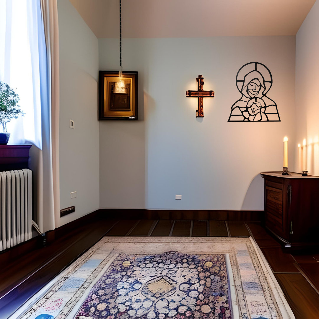 Geometric Wooden Wall Virgin Mary and Baby Jesus Christian Wall Art ...