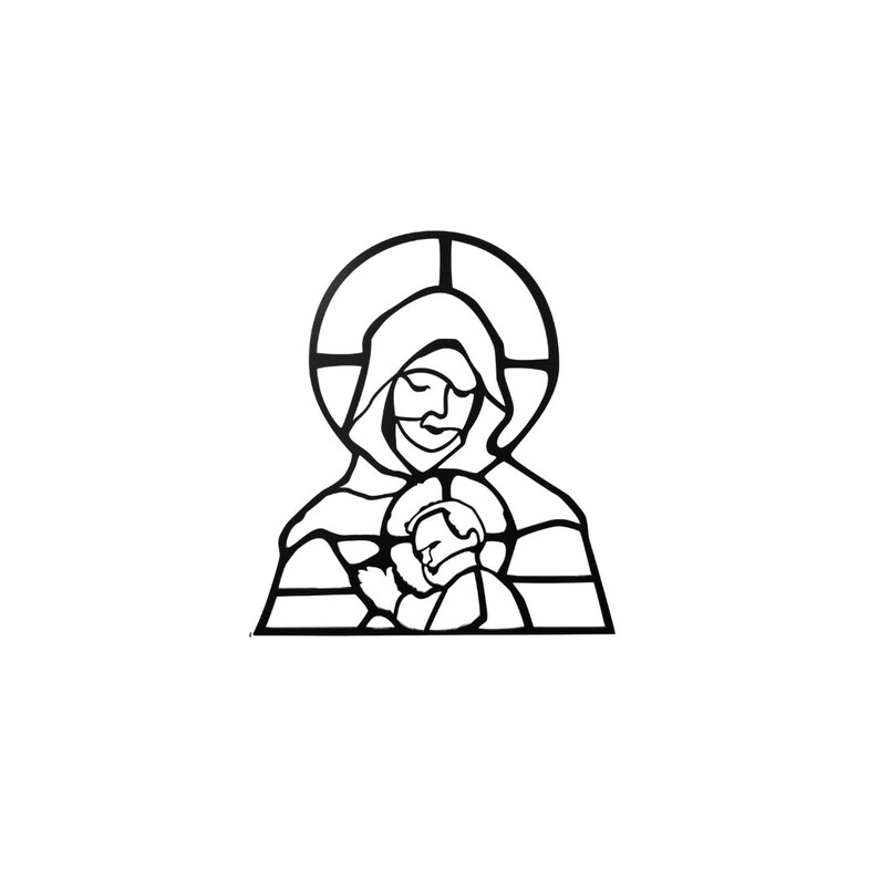 Geometric Wooden Wall Virgin Mary and Baby Jesus Christian Wall Art ...