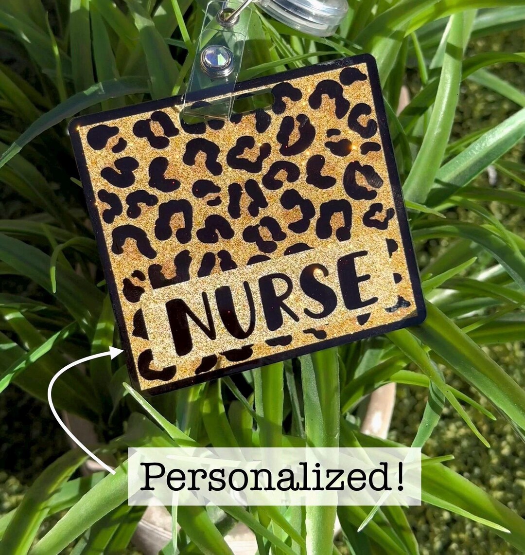 Leopard Print Glitter Badge Buddy: ID Holder - Etsy