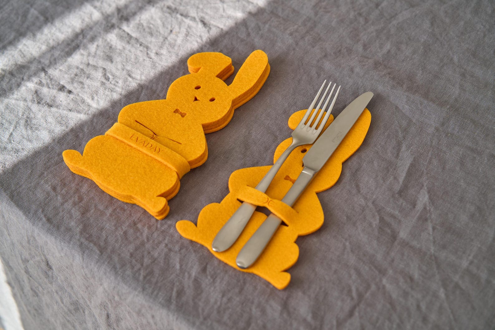 Felt Easter Bunny Cutlery Holder: Yellow Spring Table Decor - Etsy