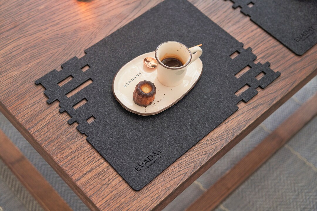Rectangular Placemats Set, Set of Black Placemat, Felt Placemat With ...