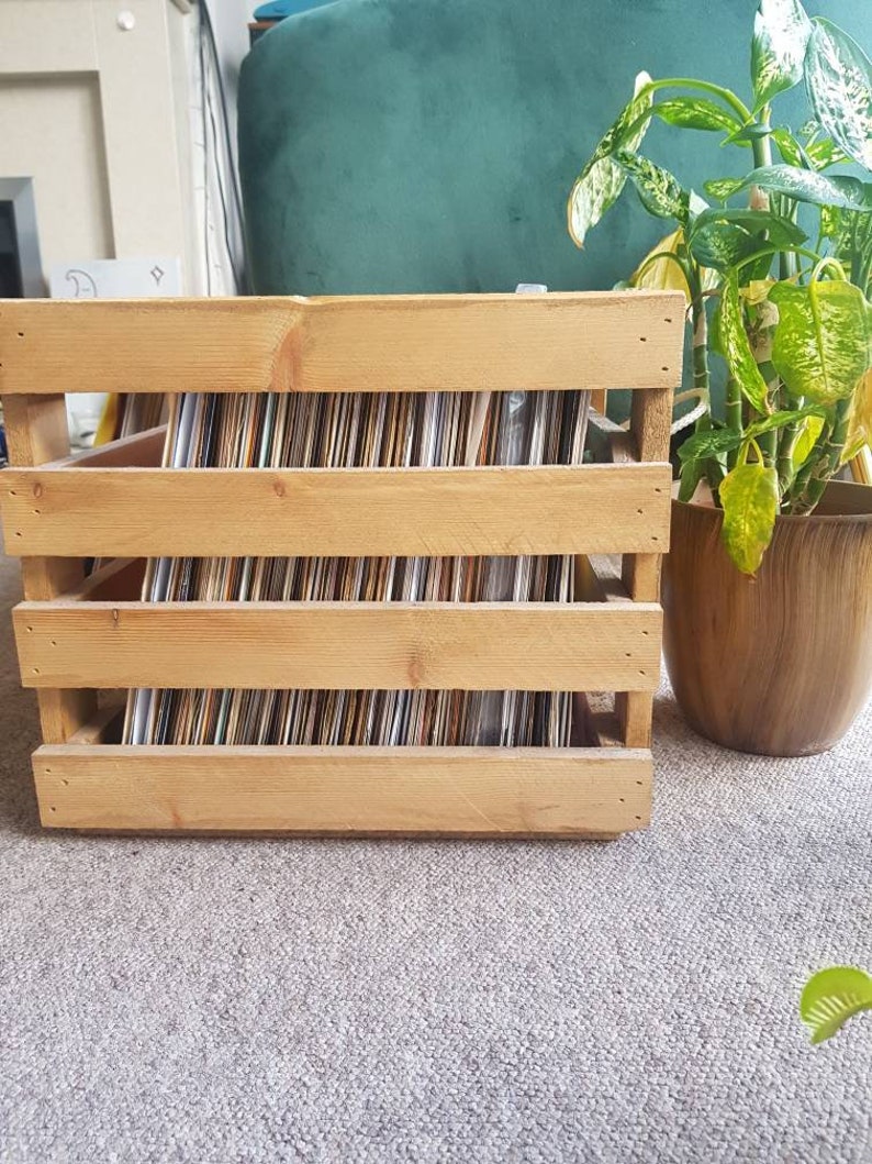 Vinyl Record Crate - Handmade Wooden Storage - Etsy