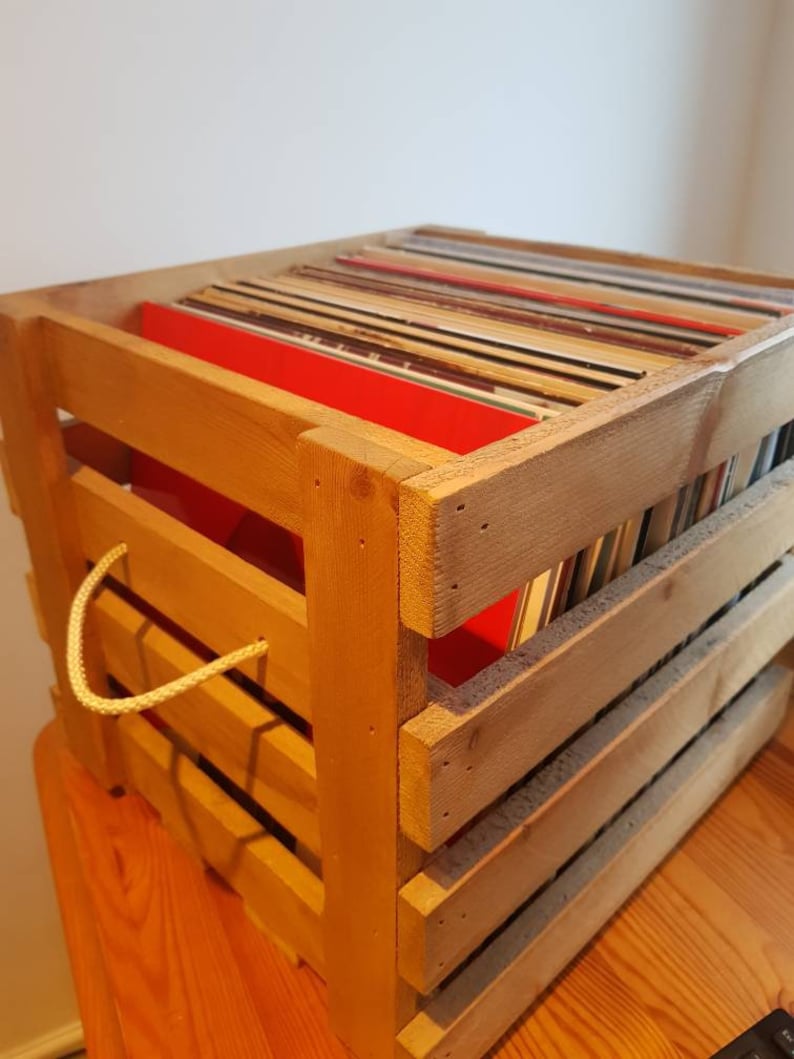 Vinyl Record Crate Handmade Wooden Storage - Etsy
