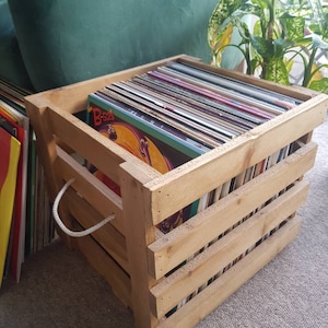 Vinyl Record Crate - Handmade Wooden Storage - Etsy