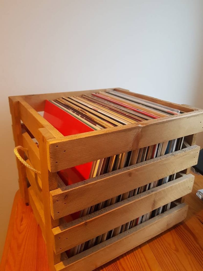 Vinyl Record Crate - Handmade Wooden Storage - Etsy