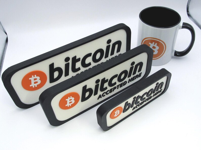 Bitcoin Accepted Here Sign | Crypto Payment Desk Sign | Wall Plaque ...