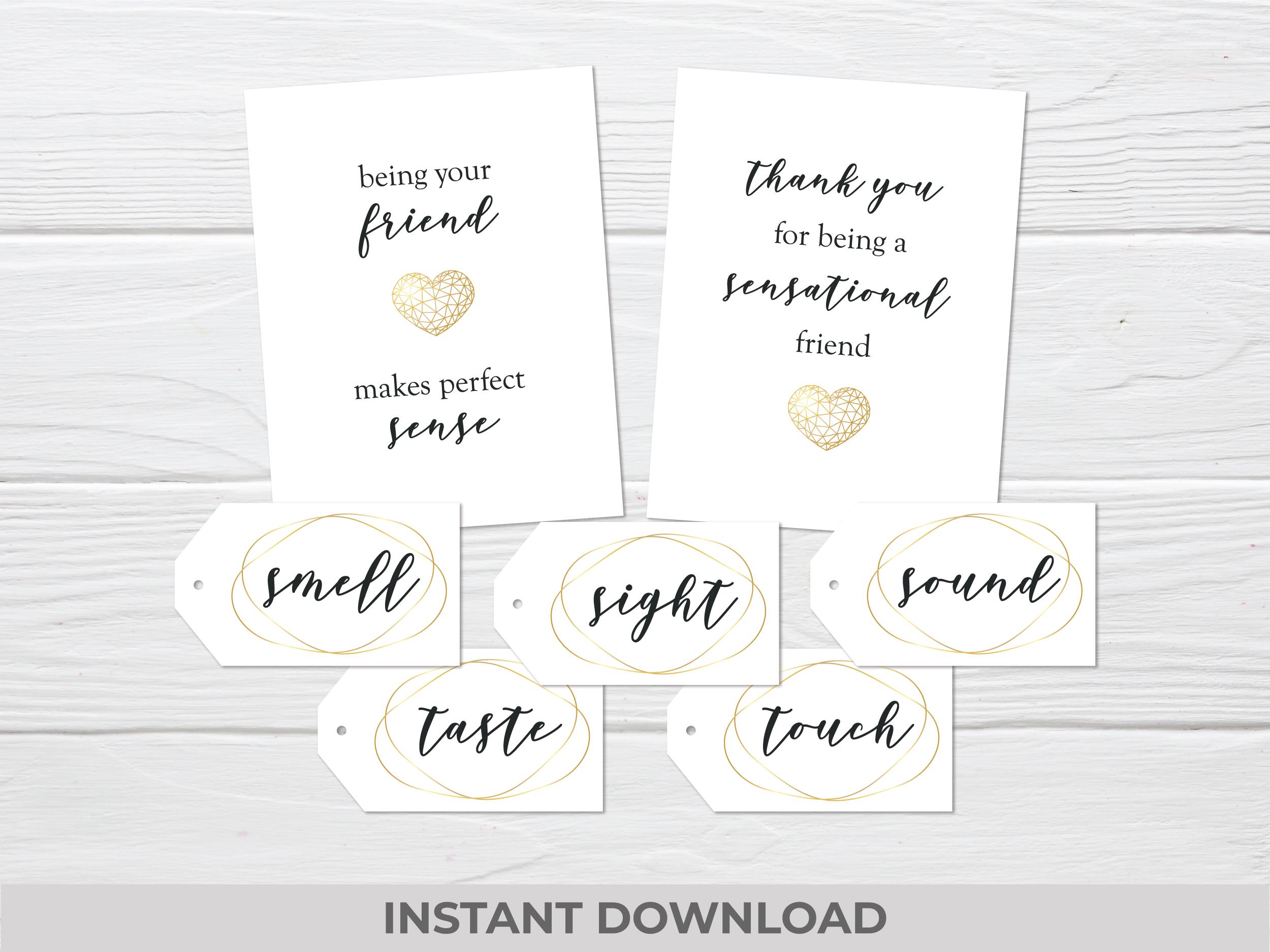 5 Senses Gift Tags for Friend: Printable Cards for Bestie - Etsy