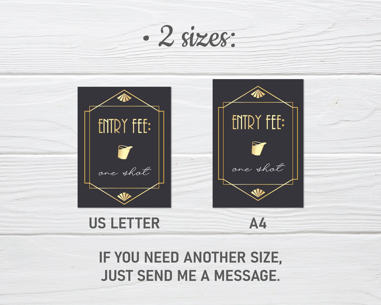 Entry Fee One Shot Sign Printable Gatsby Party Sign 20s - Etsy