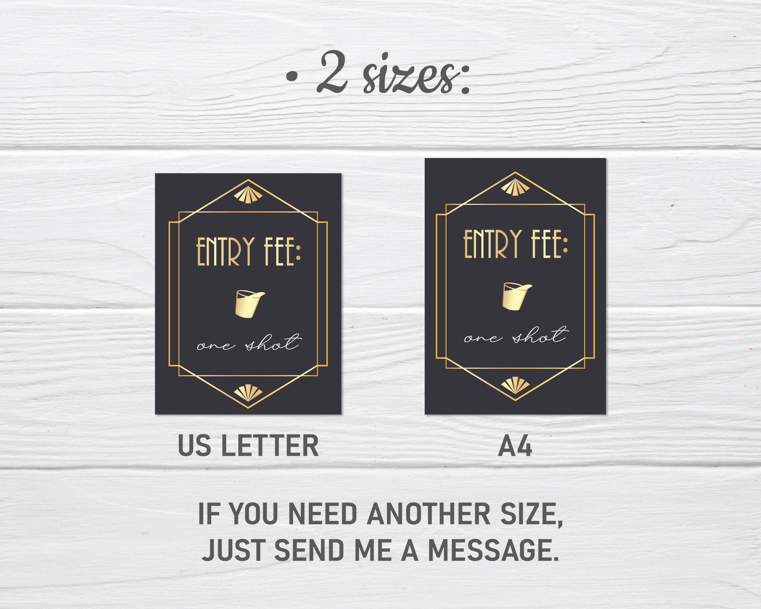 Entry Fee One Shot Sign Printable Gatsby Party Sign 20s - Etsy