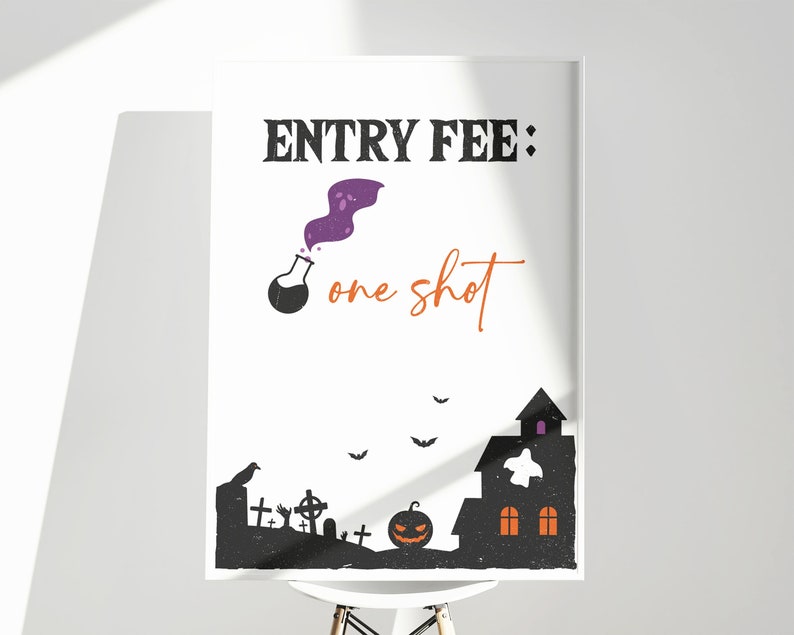 Entry Fee One Shot Sign Printable Adult Halloween Party - Etsy
