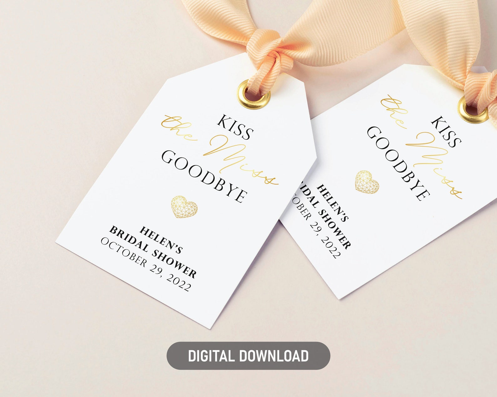 Kiss the Miss Goodbye Tag Printable Labels for Bridal Shower - Etsy