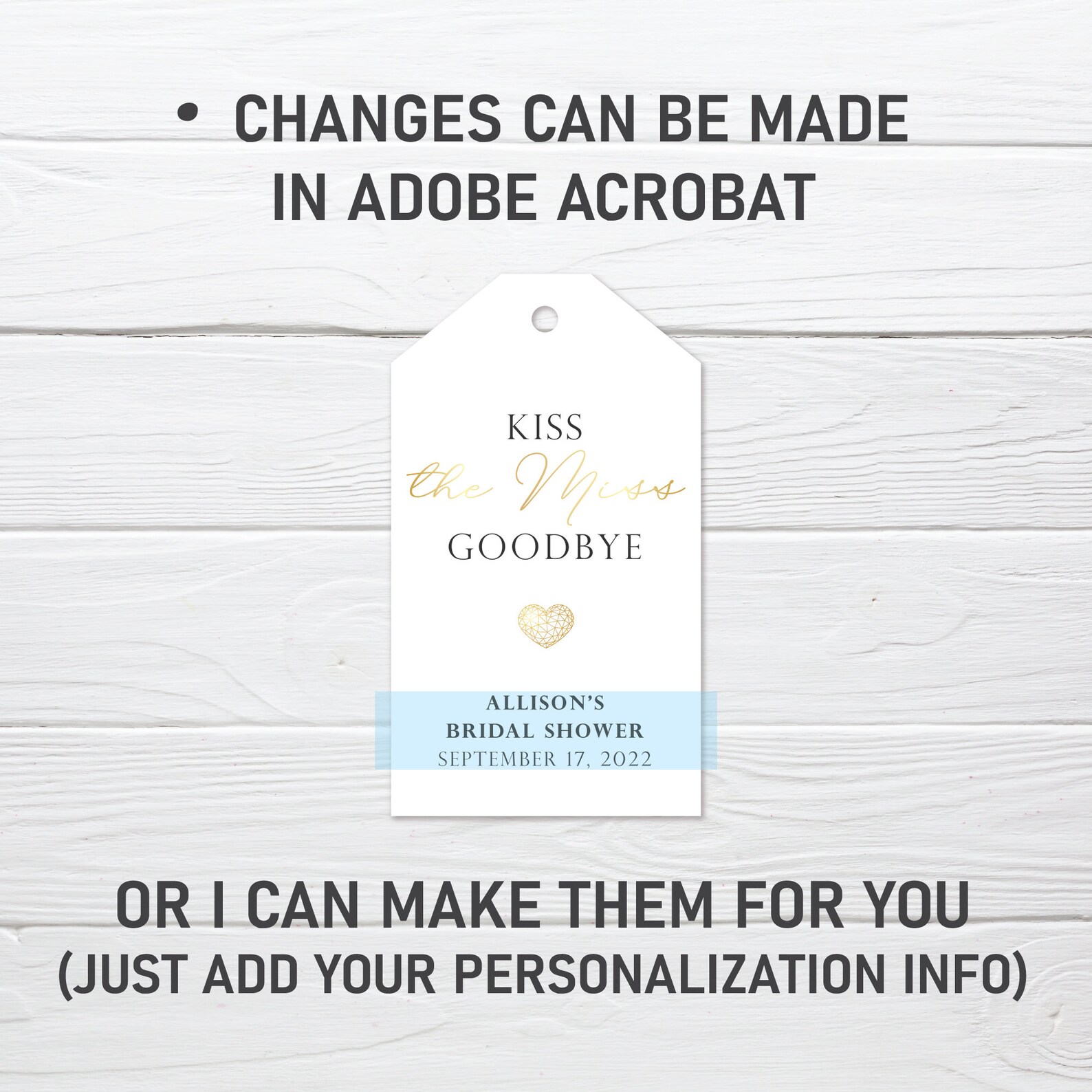 Kiss the Miss Goodbye Tag Printable Labels for Bridal Shower - Etsy