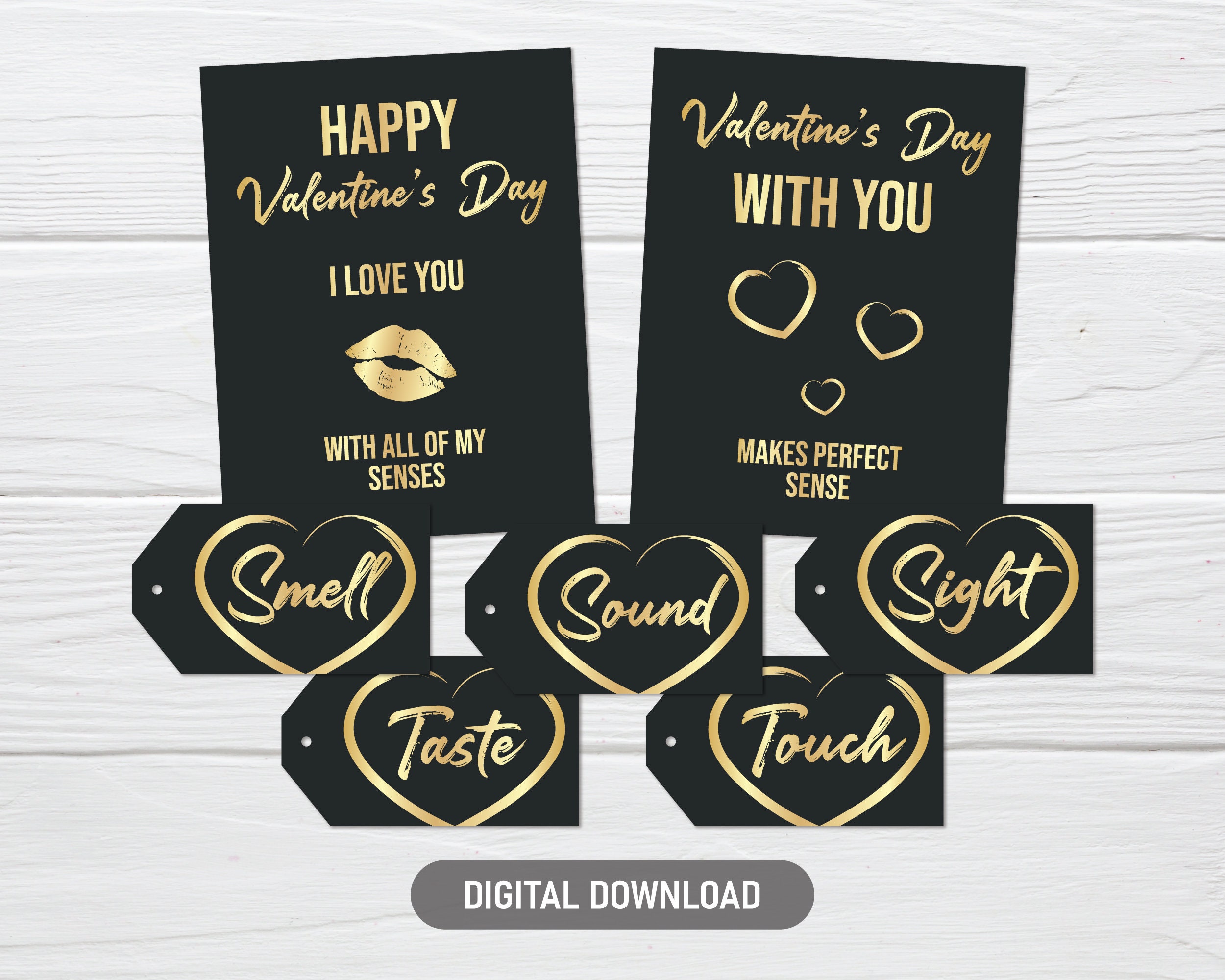 5 Senses Valentine's Tags, Printable Gift Labels for Him or Her ...