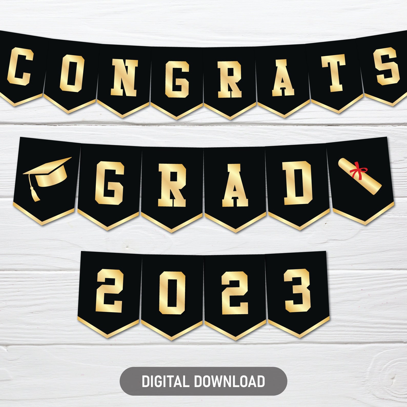 Congrats Grad Banner Printable Grad Party Decor for Boys or - Etsy