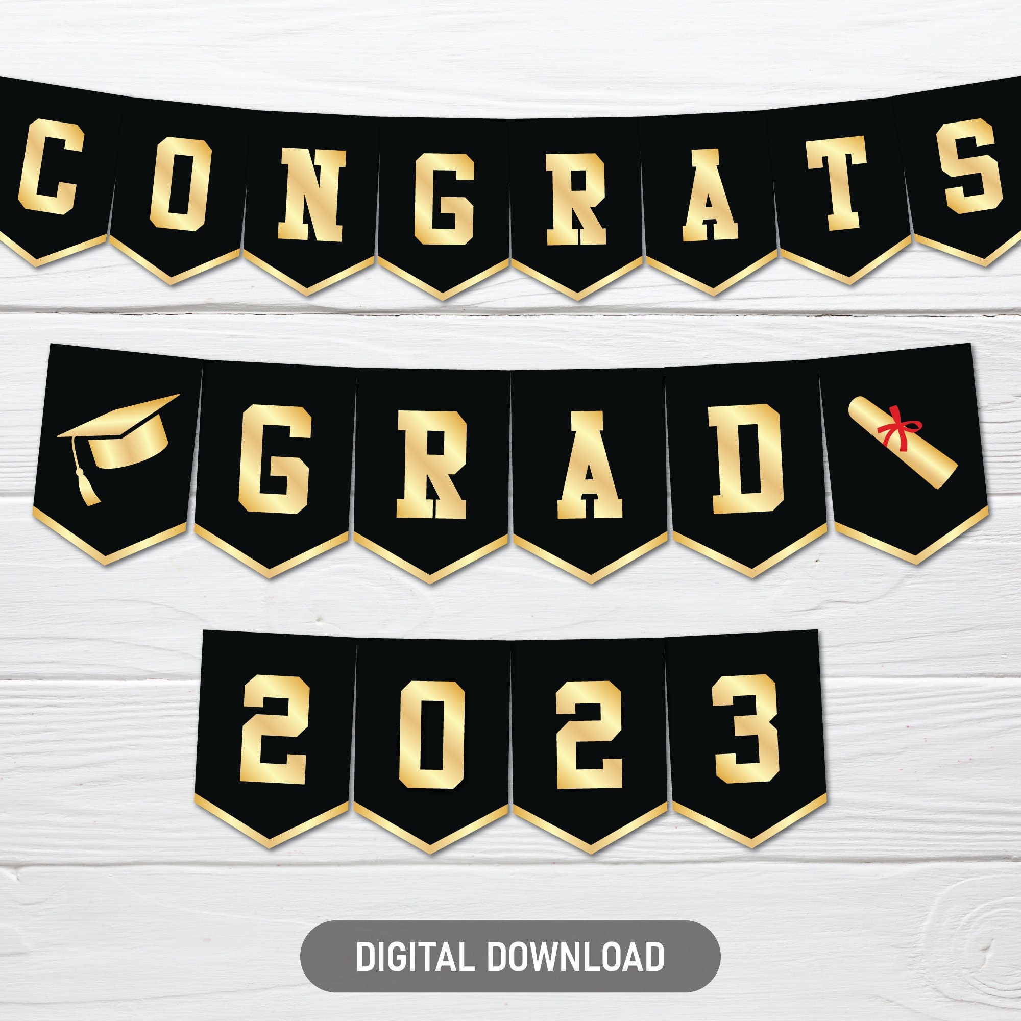 Congrats Grad Banner Printable Grad Party Decor for Boys or - Etsy