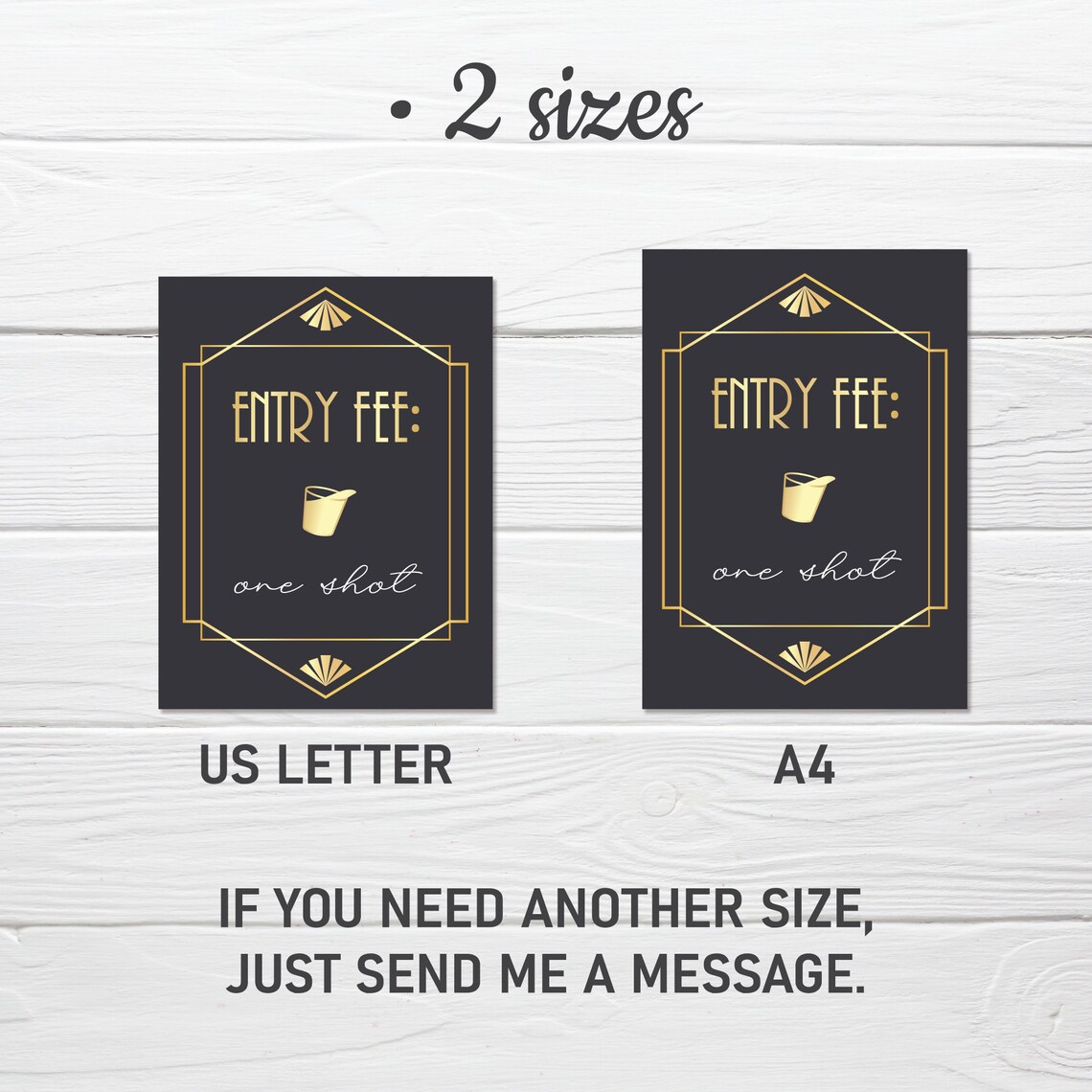 Entry Fee One Shot Sign Printable Gatsby Party Sign 20s - Etsy