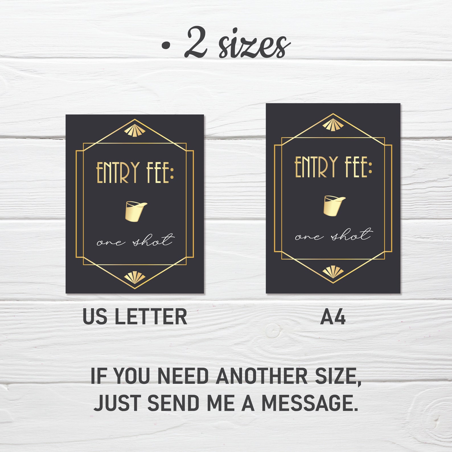 Entry Fee One Shot Sign Printable Gatsby Party Sign 20s - Etsy