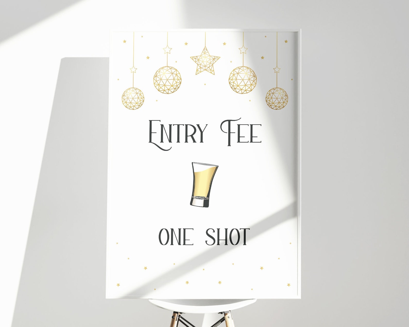 Entry Fee One Shot Sign, Printable New Year Party Sign, Christmas Party ...