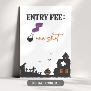 Entry Fee One Shot Sign Printable Adult Halloween Party - Etsy
