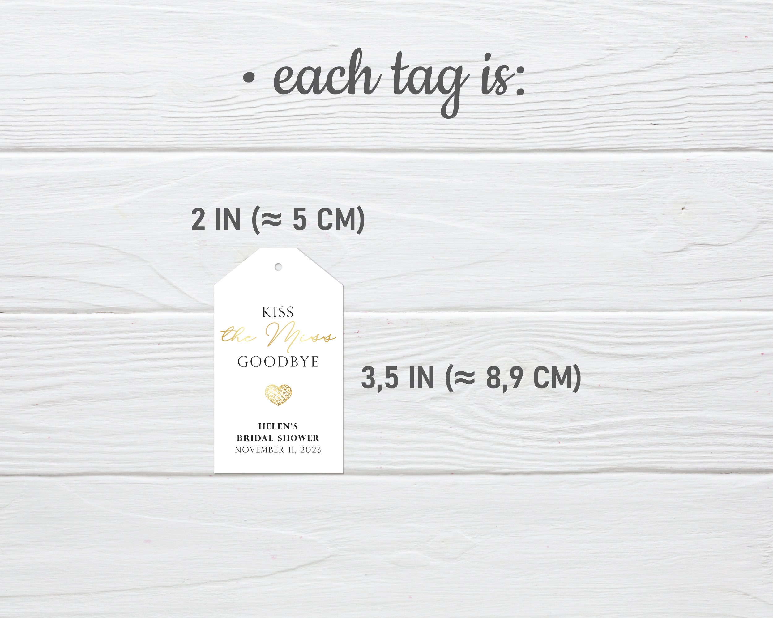 Kiss the Miss Goodbye Tag, Printable Labels for Bridal Shower Favors ...