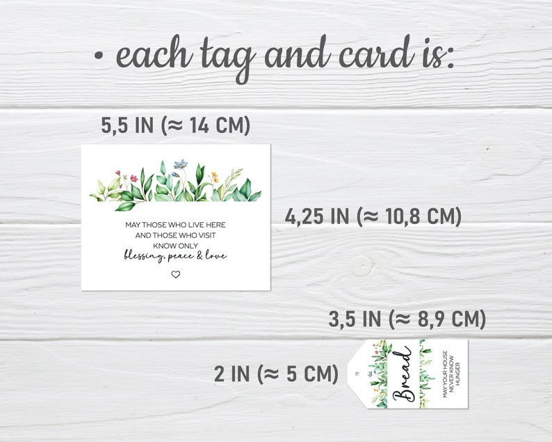 Housewarming Gift Tags, Printable Cards for New Home Blessing, Bread ...
