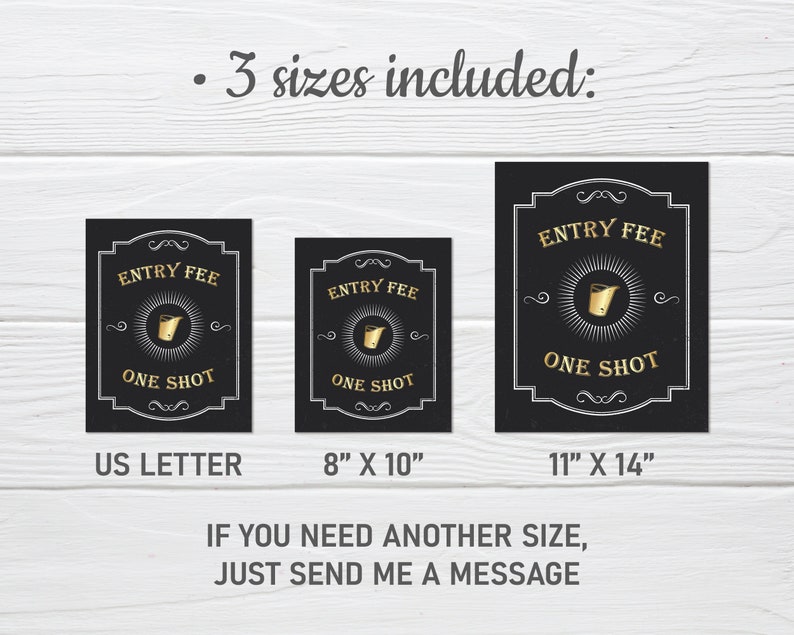 Entry Fee One Shot Sign, Printable Whiskey Party Decoration, Aged to ...