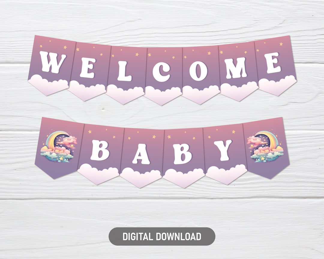 Welcome Baby Banner Printable Homecoming or Baby Shower - Etsy