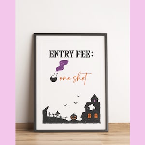 Entry Fee One Shot Sign Printable Adult Halloween Party - Etsy