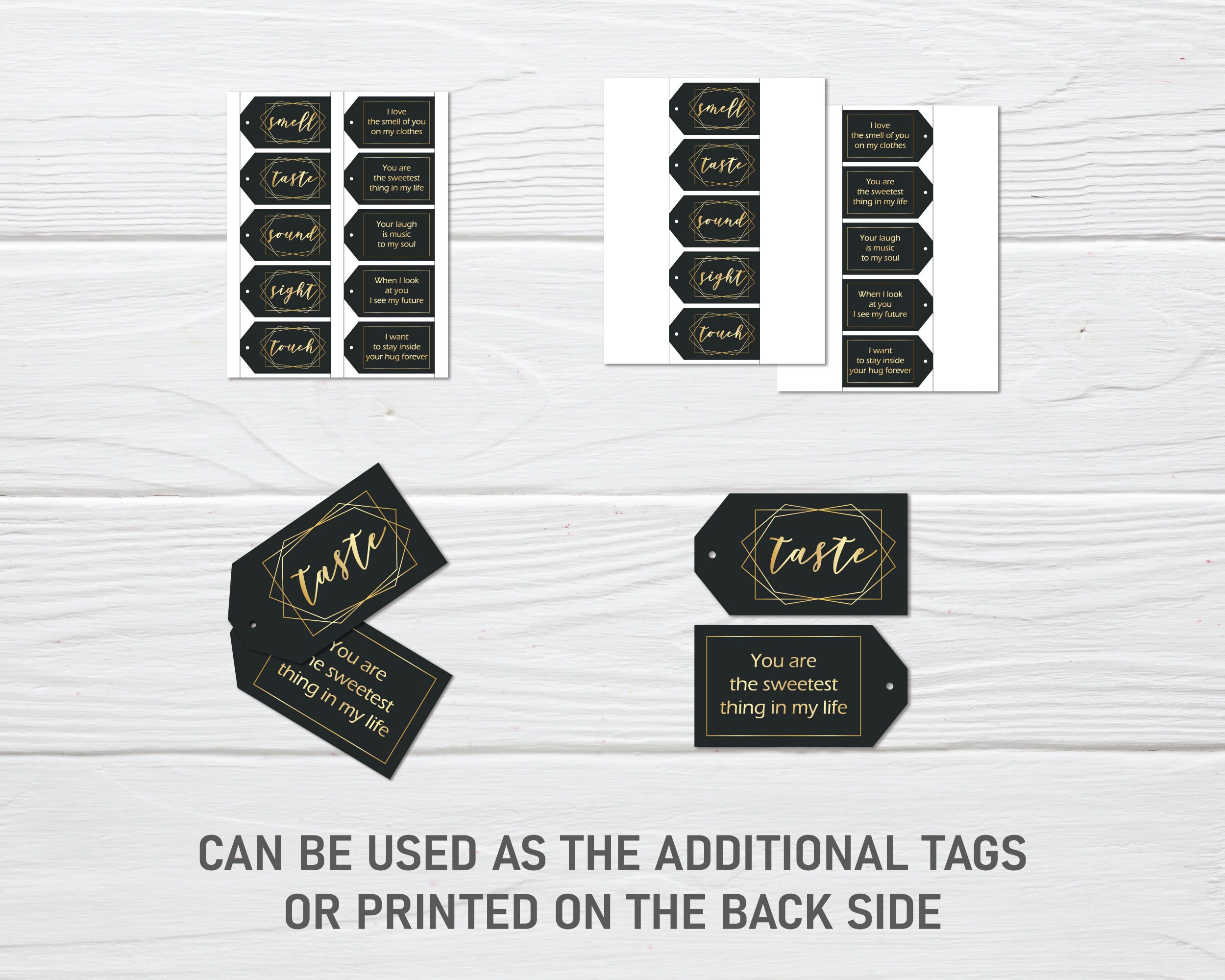 5 Senses Birthday Gift Tags Printable Black and (Instant Download) - Etsy