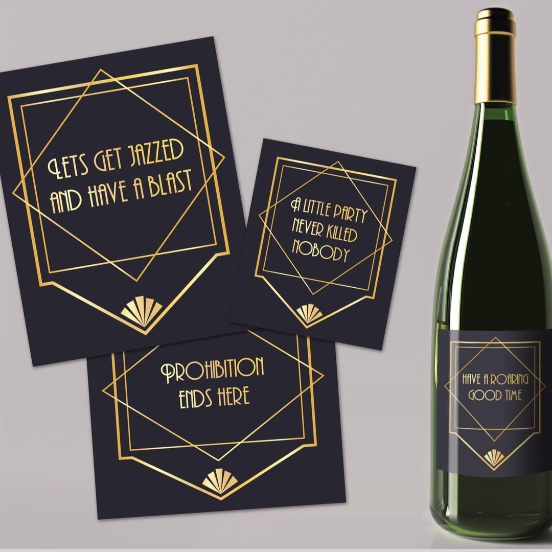 Gatsby Bottle Labels: Printable Roaring 20s Party Decor - Etsy