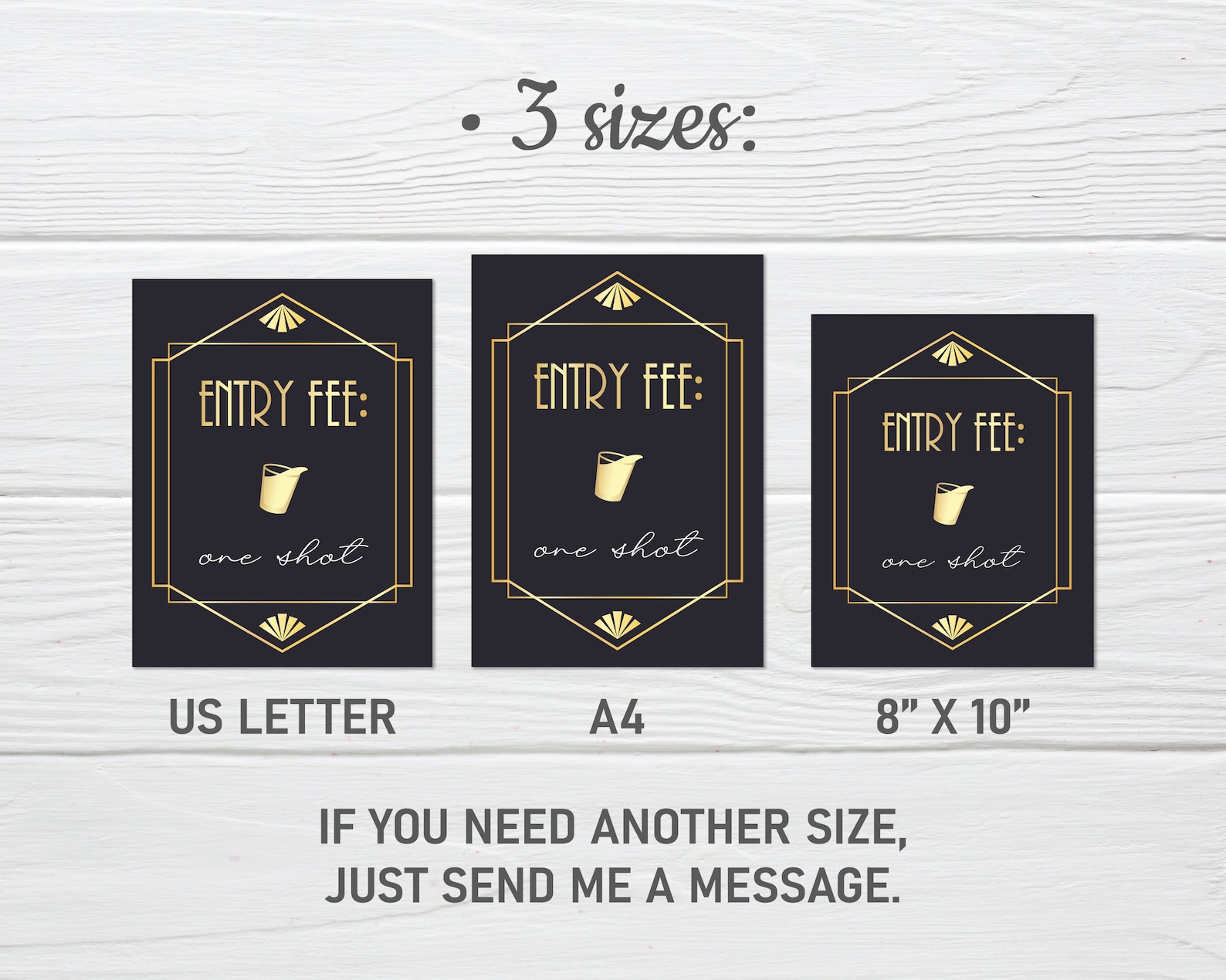 Entry Fee One Shot Sign, Printable Gatsby Party Sign, 20s Party ...