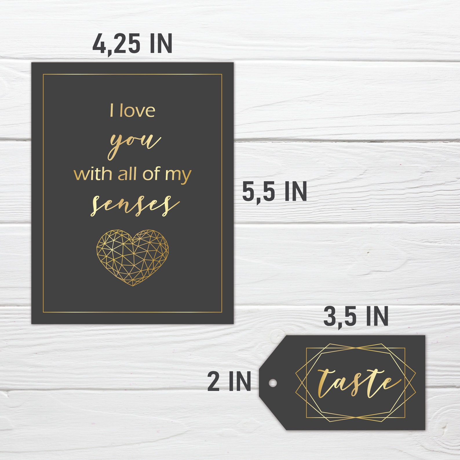 5 Senses Gift Tags Printable Black and Gold Present Labels - Etsy