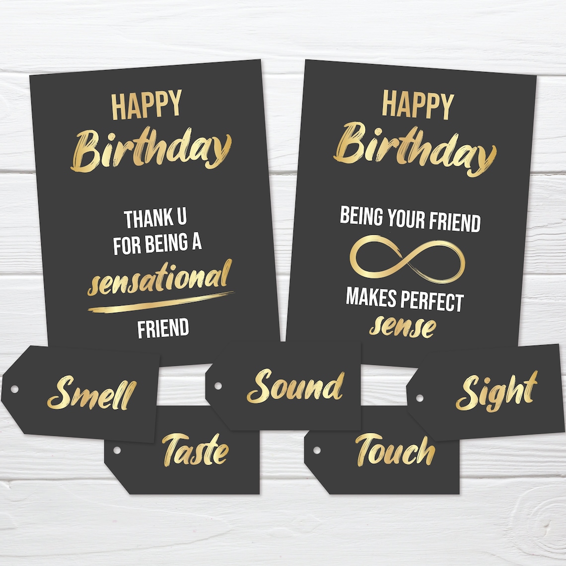 5 Senses Friend Gift Tags Printable Birthday Cards for - Etsy