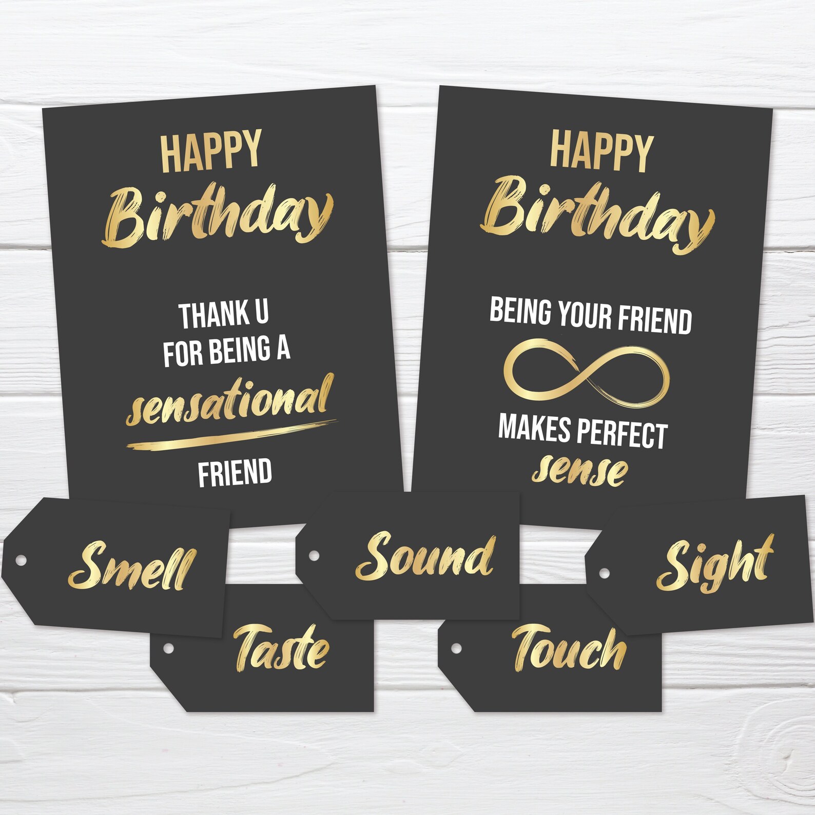 5 Senses Friend Gift Tags Printable Birthday Cards for - Etsy