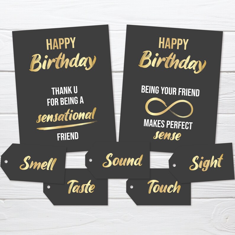 5 Senses Friend Gift Tags Printable Birthday Cards for - Etsy