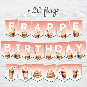 Frappe Birthday Banner, Printable Birthday Coffee Party Decoration ...