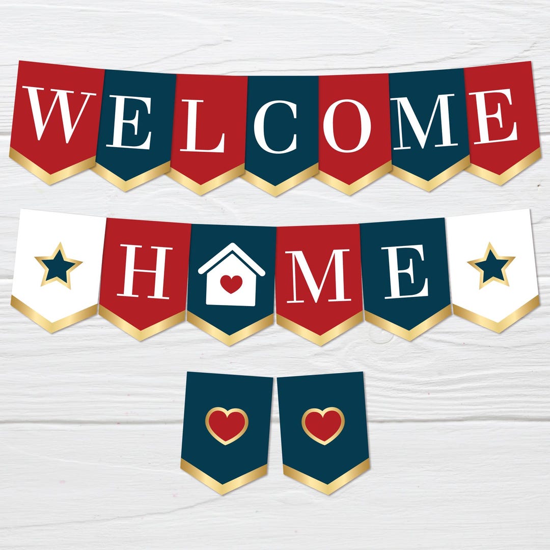 Welcome Home Banner: Printable Military Navy Red Homecoming Party Decor ...