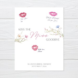 Wildflowers Kiss the Miss Sign, Printable Floral Bridal Shower Decor ...