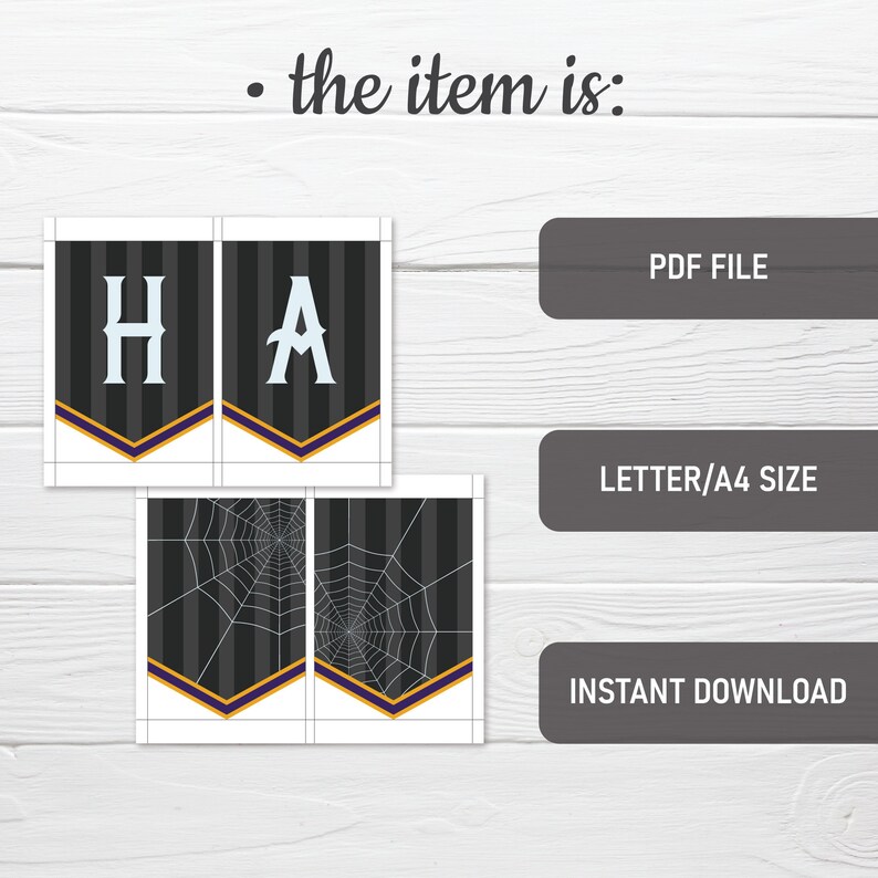 Wednesday Birthday Banner, Printable Party Decoration, Gothic Happy ...